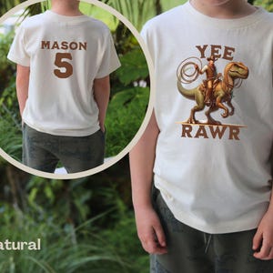 Personalized Cowboy Dinosaur Toddler Birthday Shirt, Yee Rawr Shirt ...