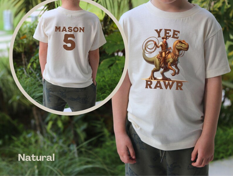 Personalized Cowboy Dinosaur Toddler Birthday Shirt, Yee Rawr Shirt ...