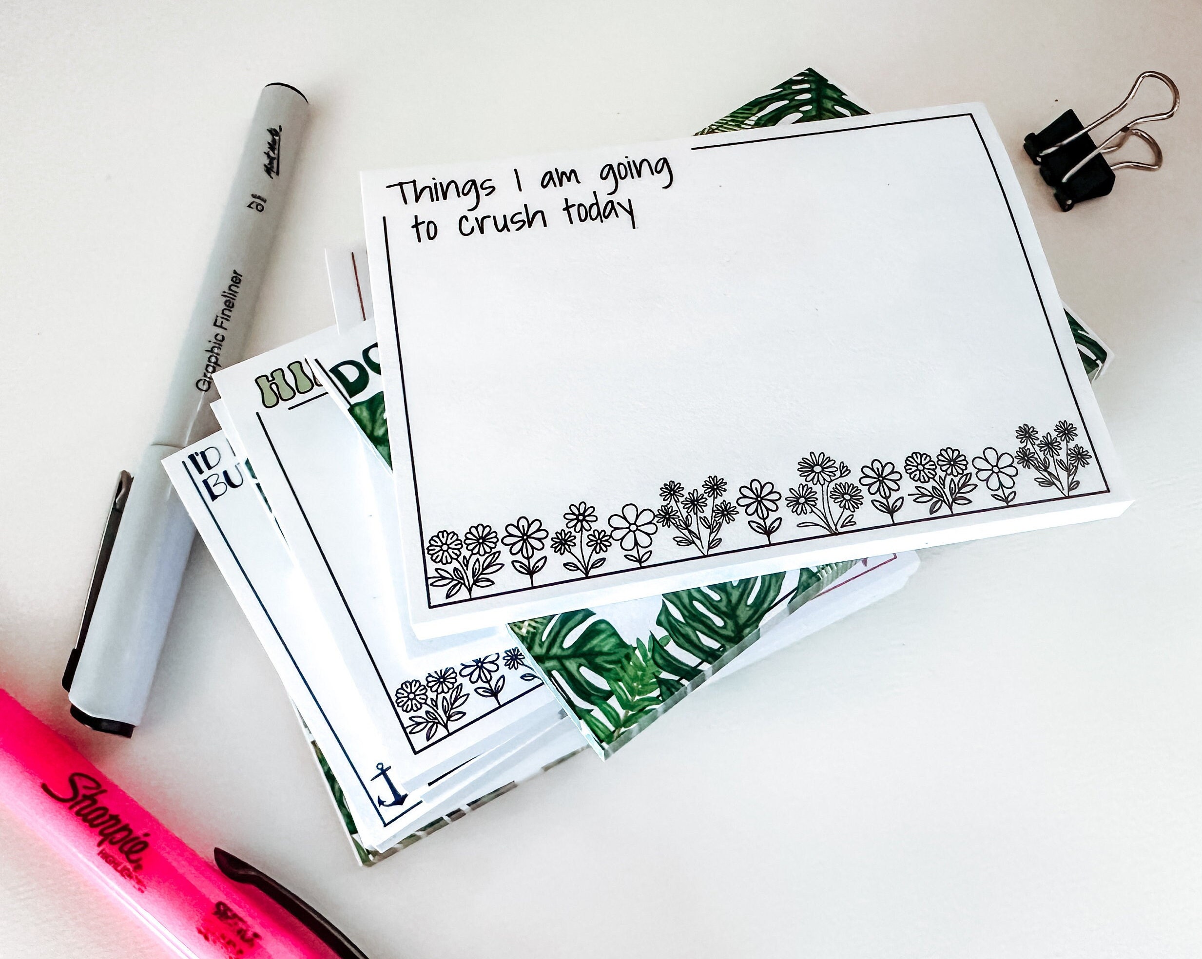 Motivational Post-it® Note Pads Cute Sticky Notes Floral Stationary ...