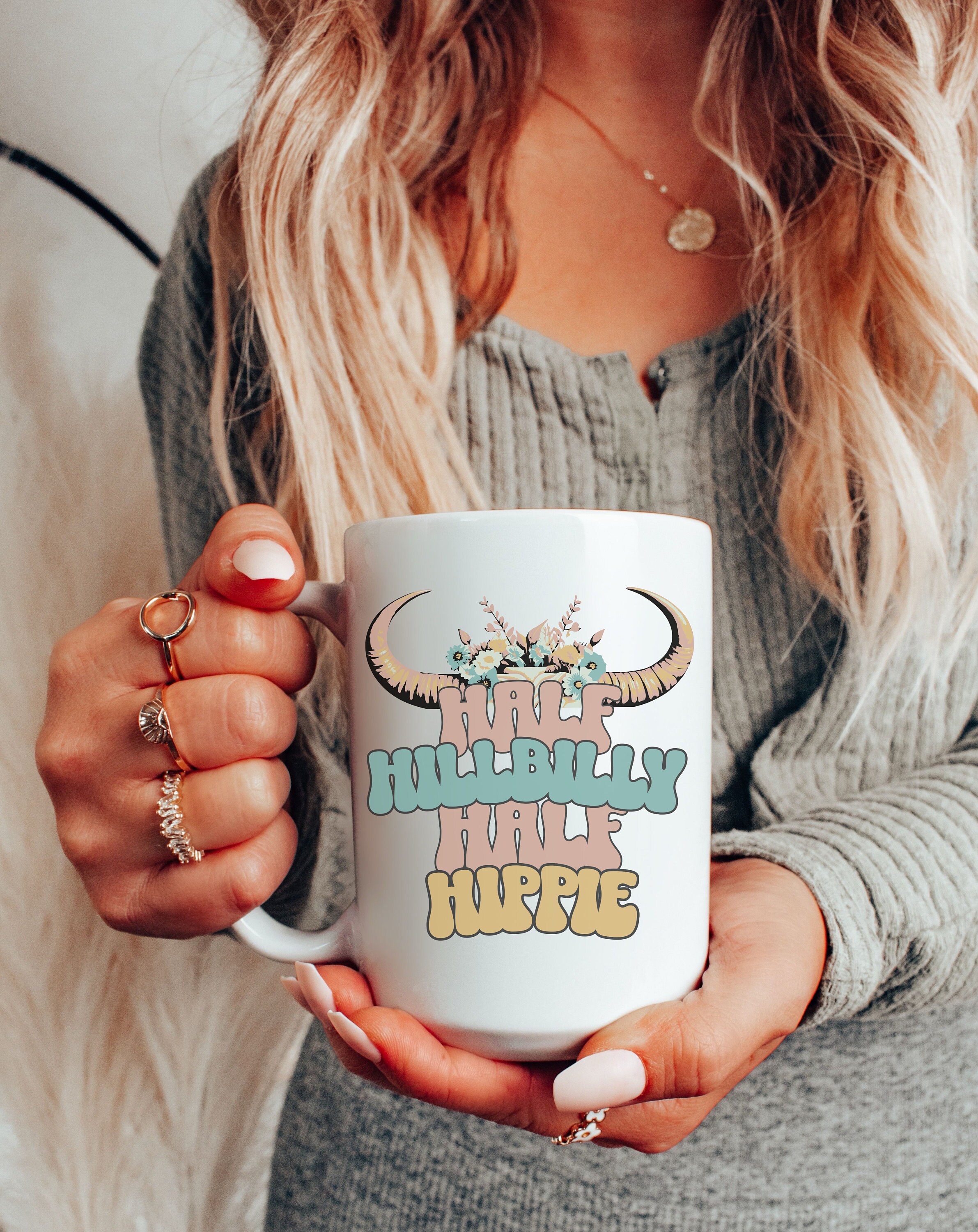 Half Hillbilly Half Hippie Mug Boho Gifts Southern Mug Best Friend Gift ...