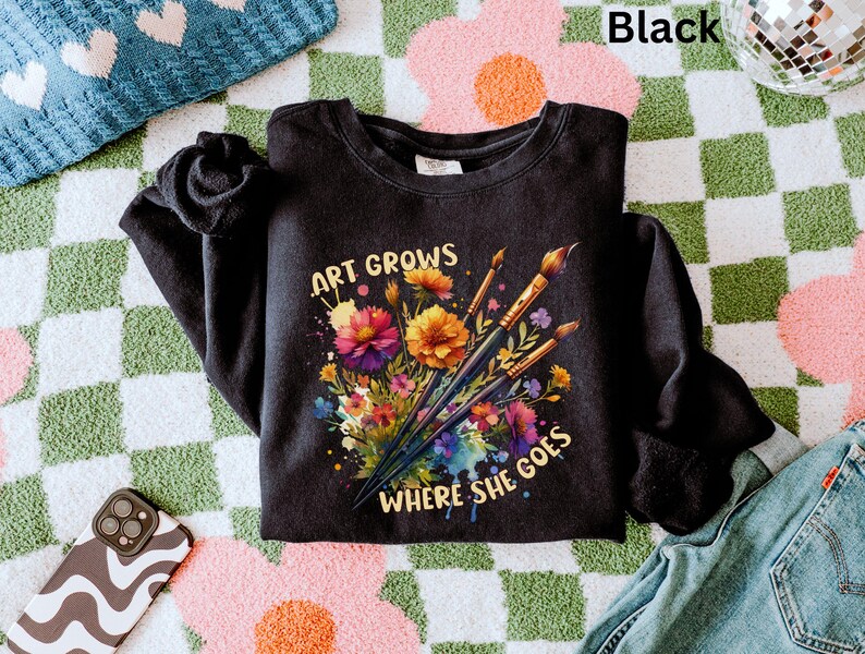 Artist Sweatshirt, Art Sweatshirt Comfort Colors, Paint Brush Floral ...