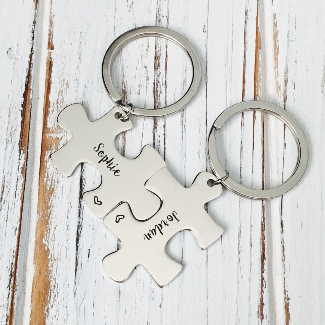 Couples Key Chain Set With Personal Names/add Text on the Back Must ...