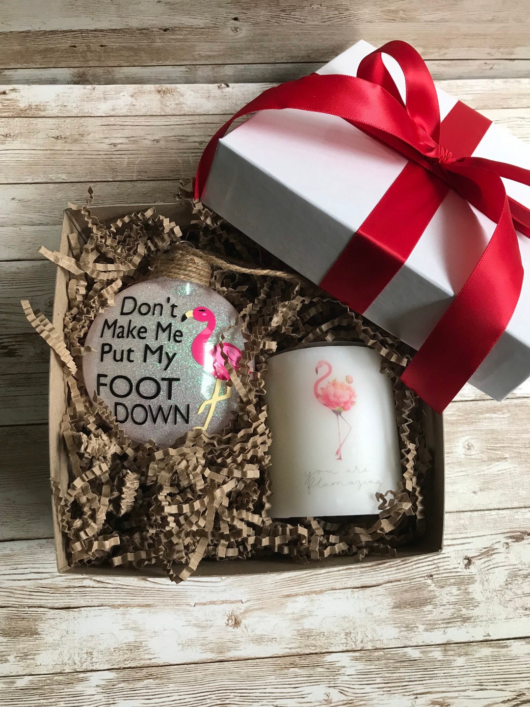 Flamingo Gift Box Set, Flamingo Ornament With Flamingo Candle - Etsy