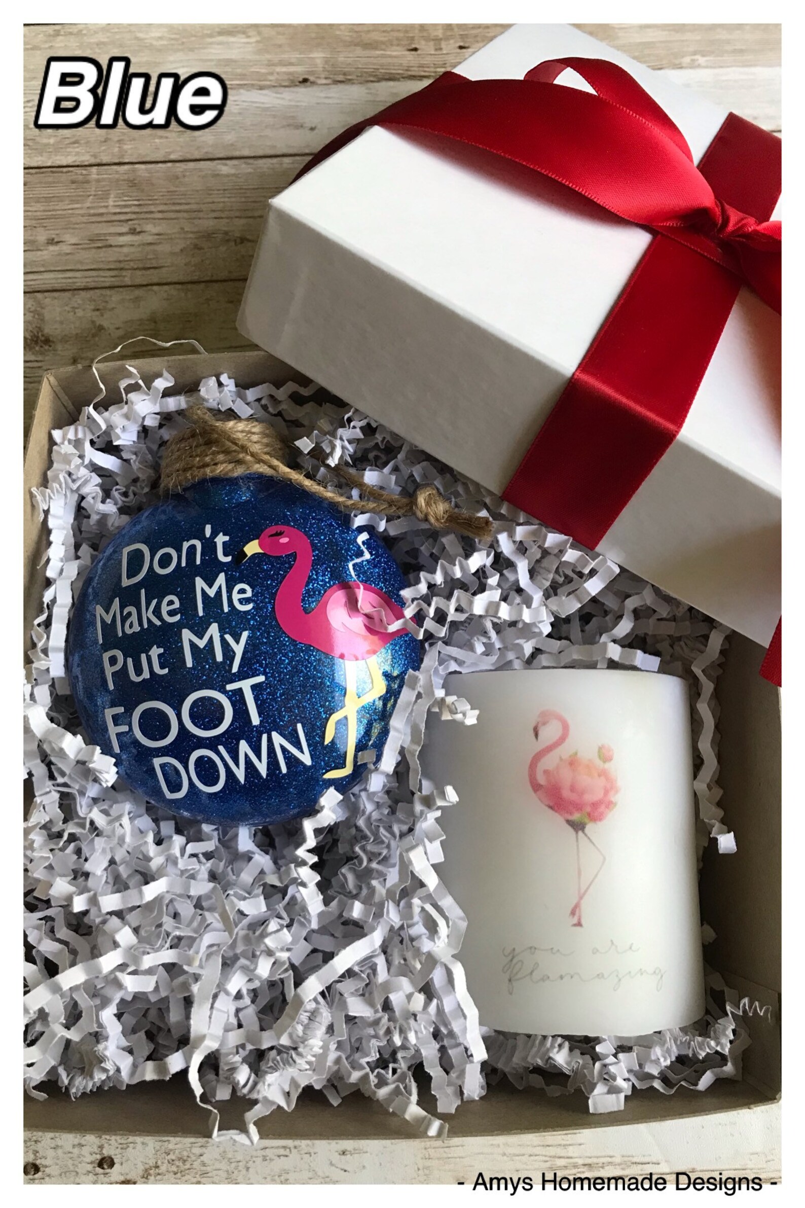 Flamingo Gift Box Set Flamingo Ornament With Flamingo Candle - Etsy