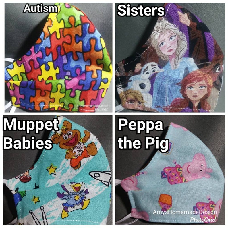 Kids ages 3-6 Washable Fabric Face Mask 3-6 years Kids face | Etsy