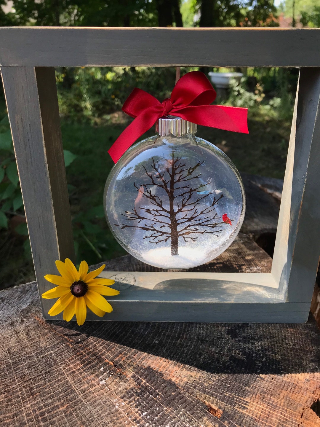 Cardinal Memory Ornament: 4 Inch Glass Disc With Glitter - Etsy
