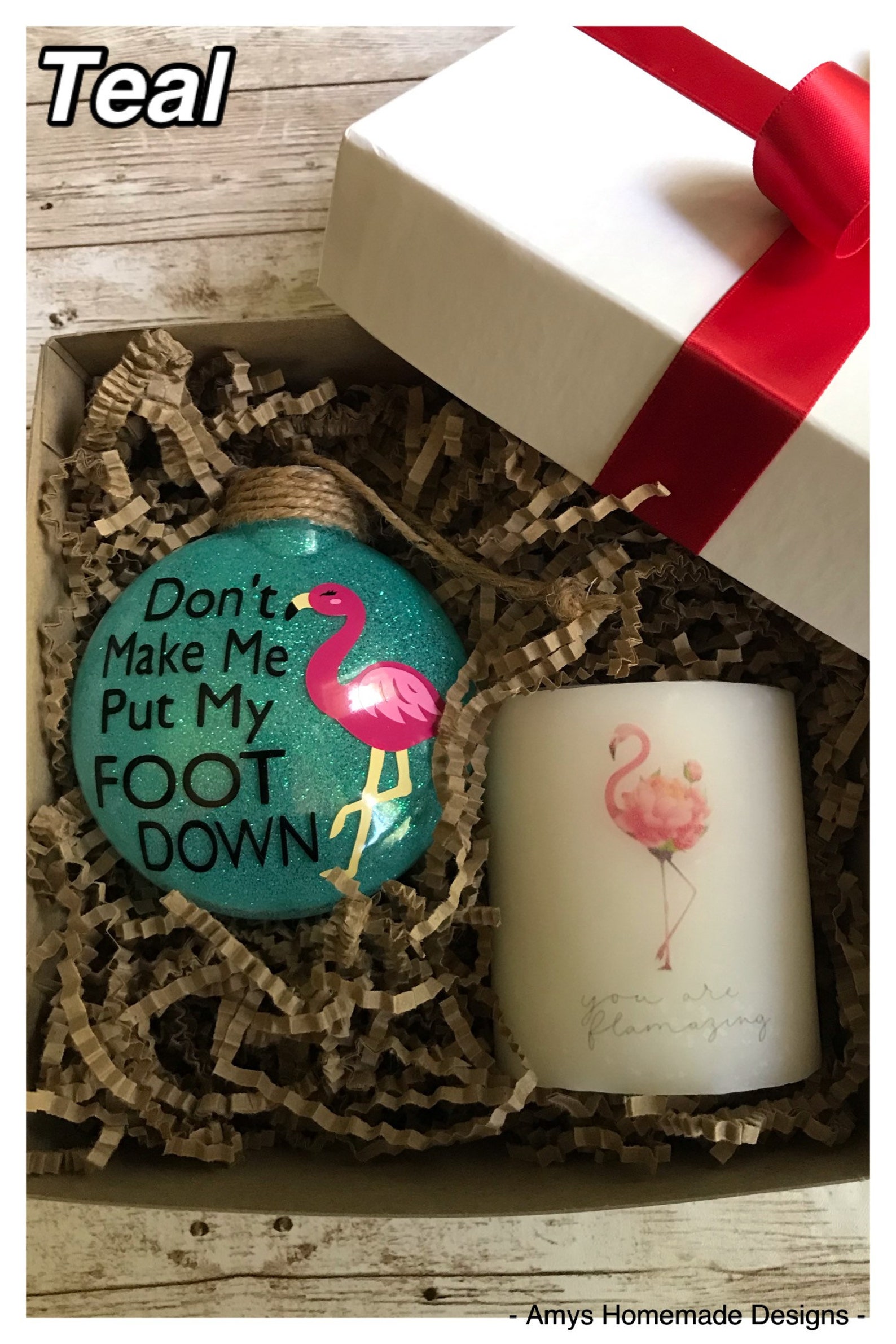 Flamingo Gift Box Set Flamingo Ornament With Flamingo Candle - Etsy