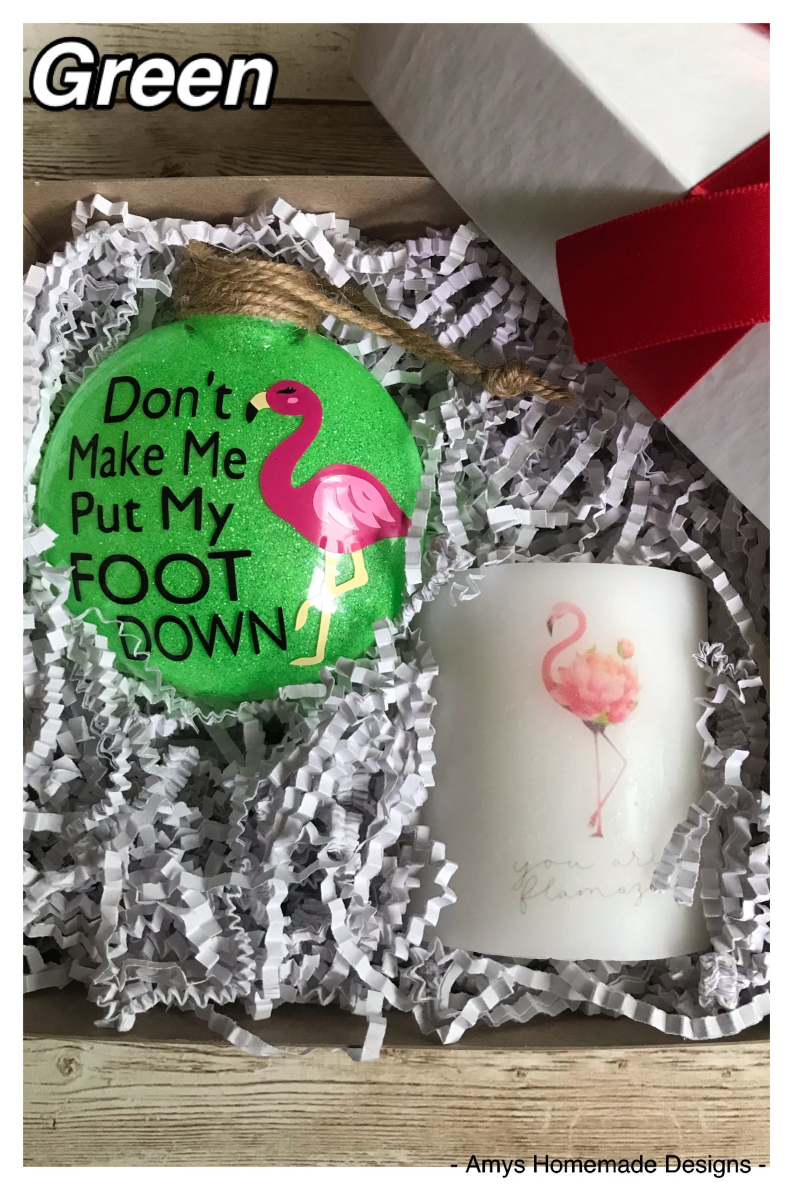 Flamingo Gift Box Set Flamingo Ornament With Flamingo Candle - Etsy