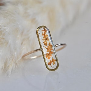 Orange Dried Flowers Ring, Gold Filled Ring, Resin Flowers Ring ...