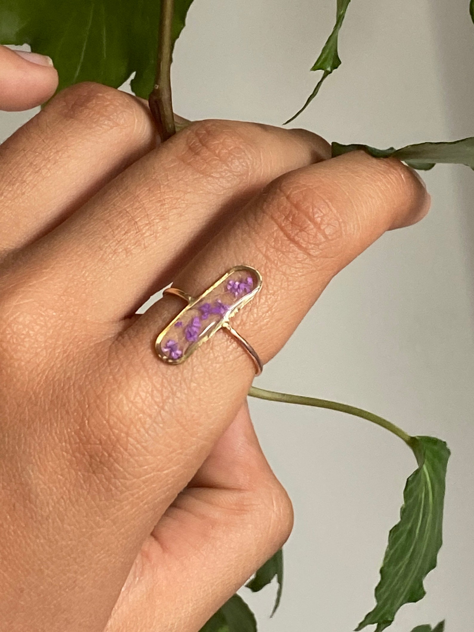Pressed Flower Ring Purple Carrot Flower Ring Dried Flowers - Etsy