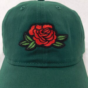 Green Embroidered Red Rose Patch Baseball Hat, Rose Dad Hat, Hunter ...