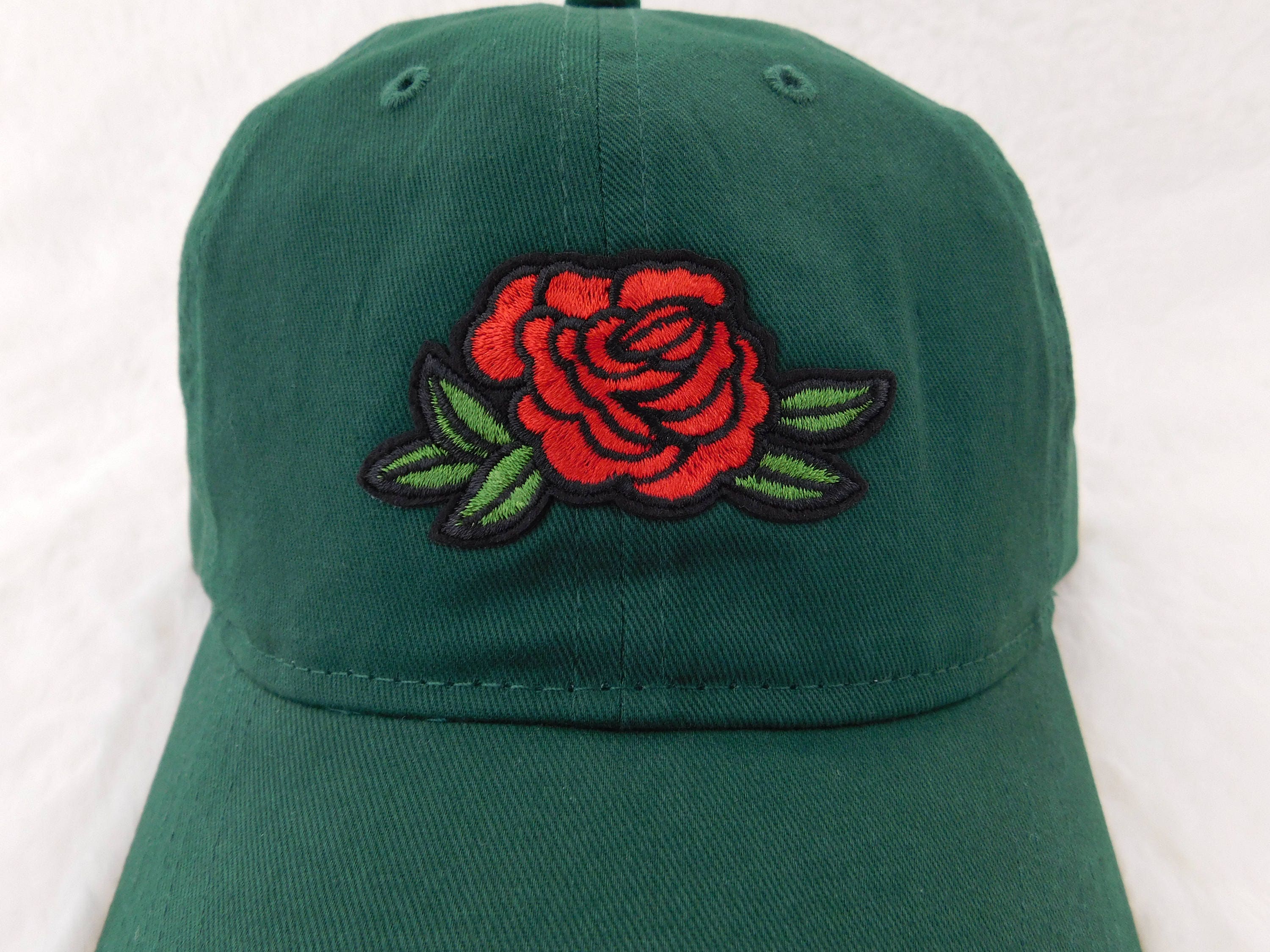 Green Embroidered Red Rose Patch Baseball Hat Rose Dad Hat - Etsy