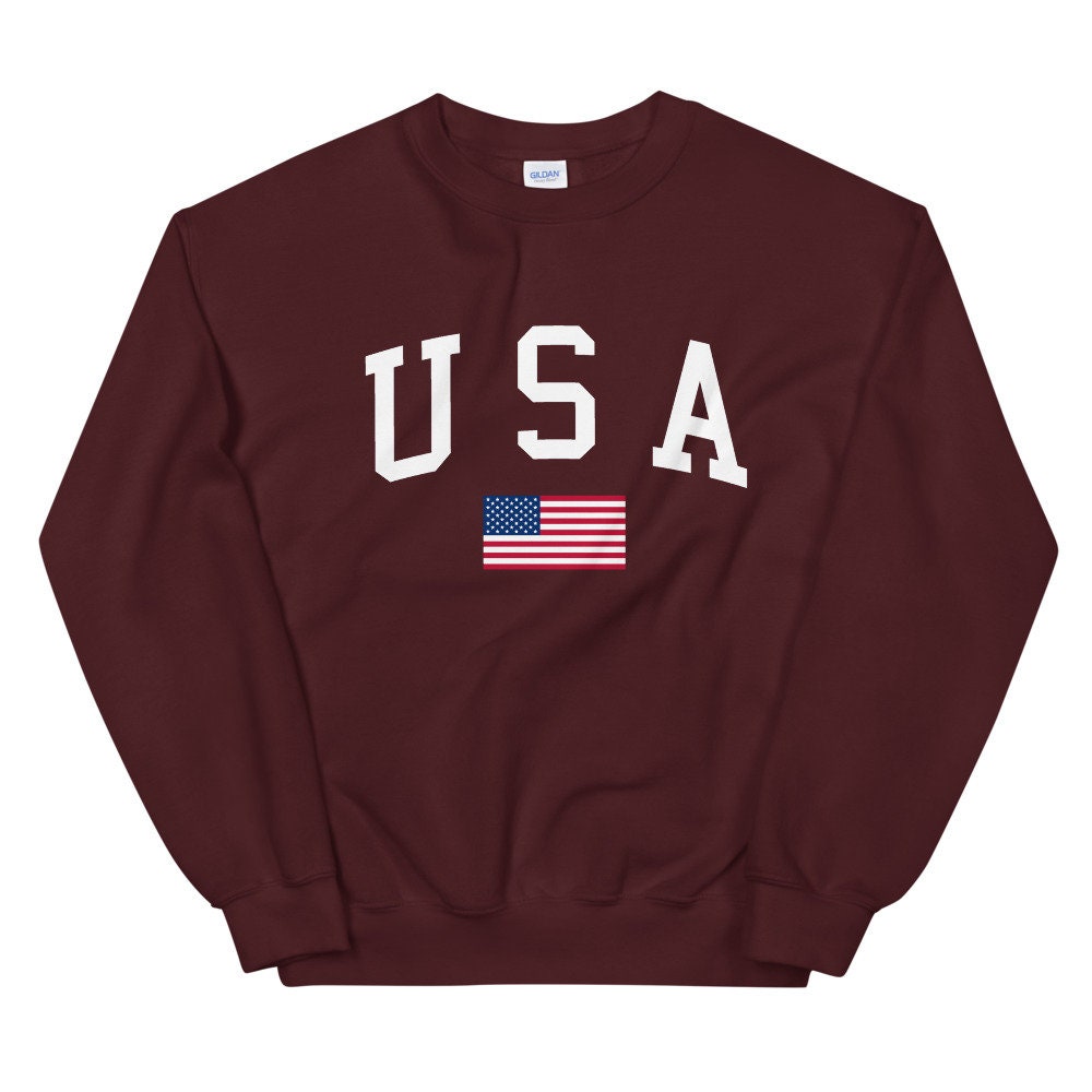 USA Pullover Sweatshirt USA Crewneck USA Sweatshirt American Flag ...