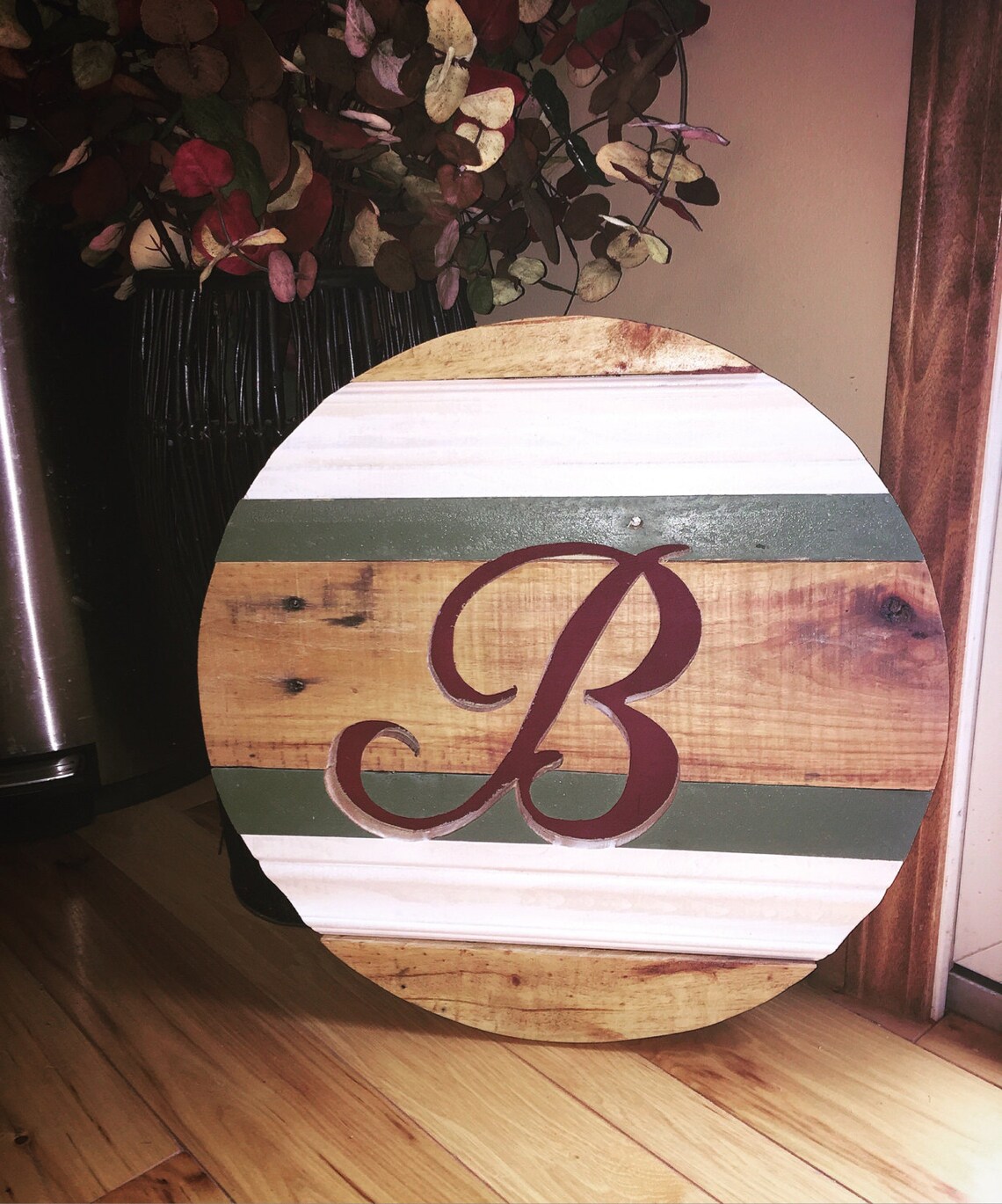 Monogrammed Reclaimed Wood Round - Etsy