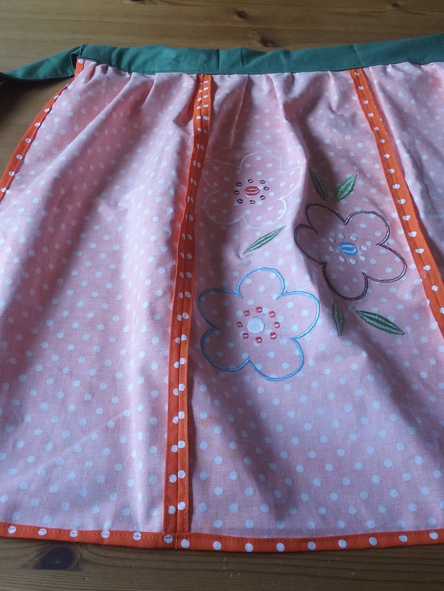 Polka Dot Ladies Half Apron, Orange With White Polka Dots and a Floral ...