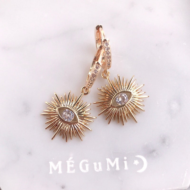 Evil Eye Sunburst Earrings - Etsy UK