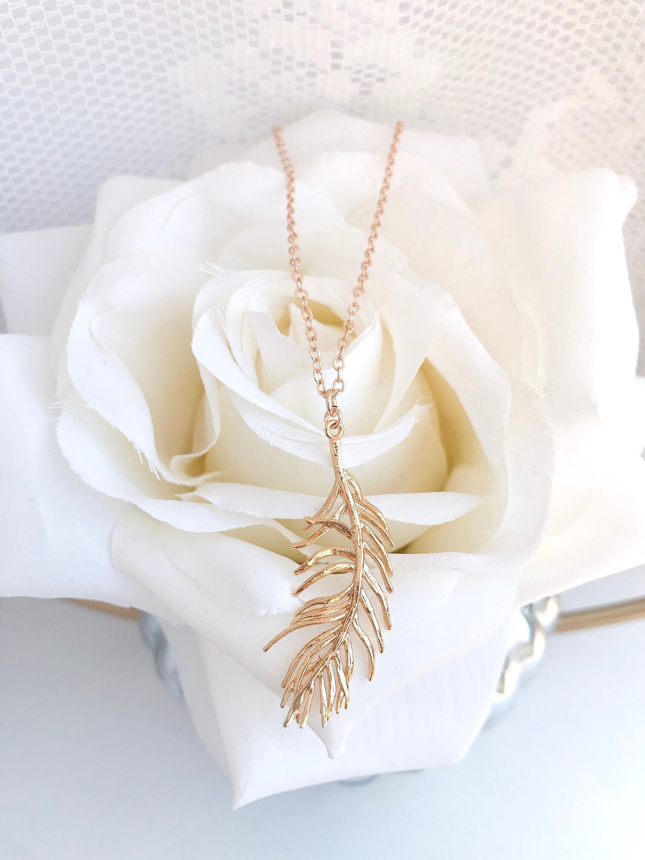 Bird Feather Necklace. Dainty 14K Gold-filled Jewellery. | Etsy