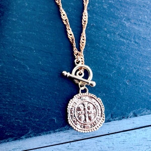 Ancient Cross Coin Toggle Necklace. 18K Gold Filled Toggle Clasp ...