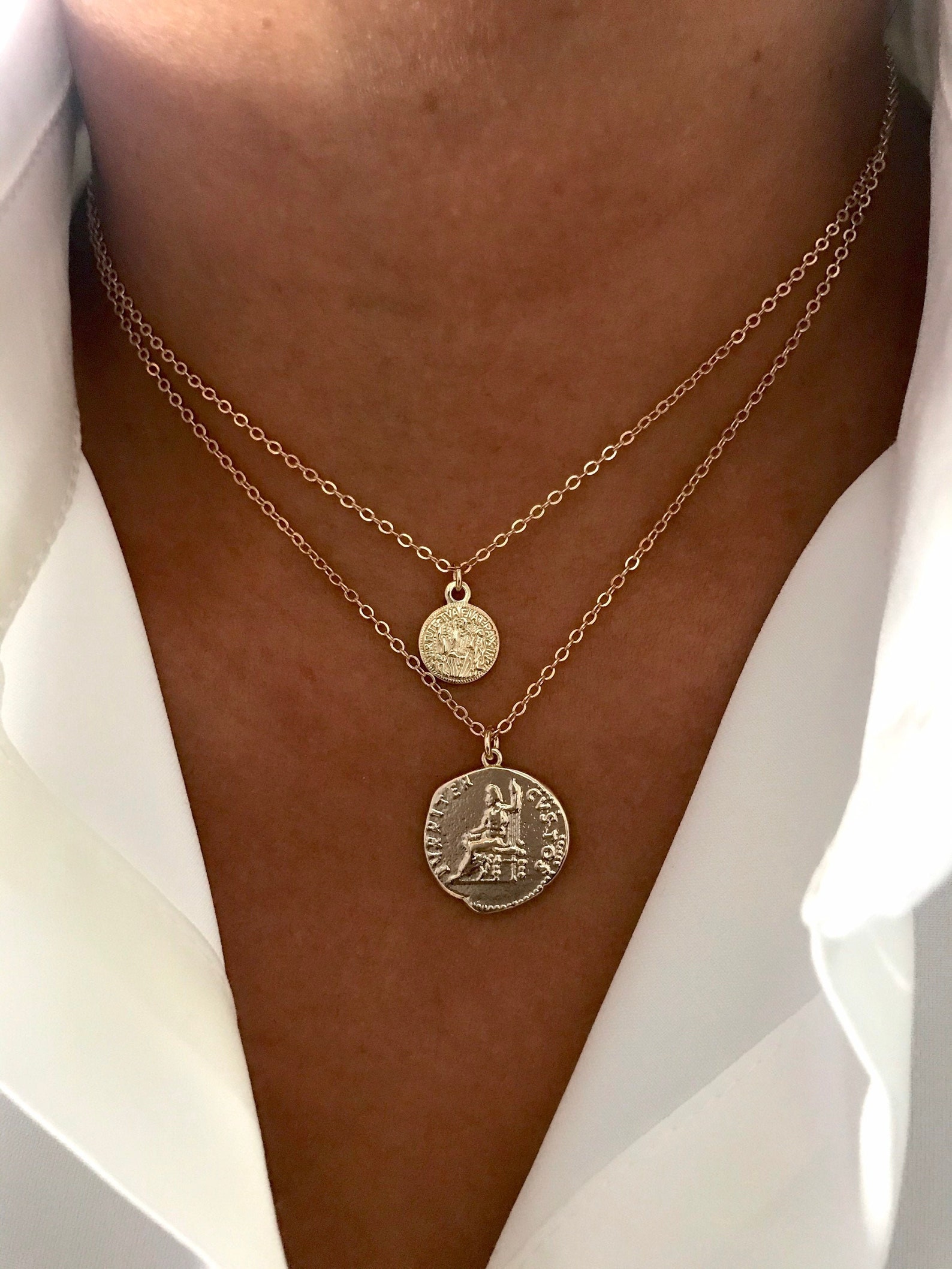 Ancient Greek Coin Necklace. 14K Gold-filled Medallion - Etsy