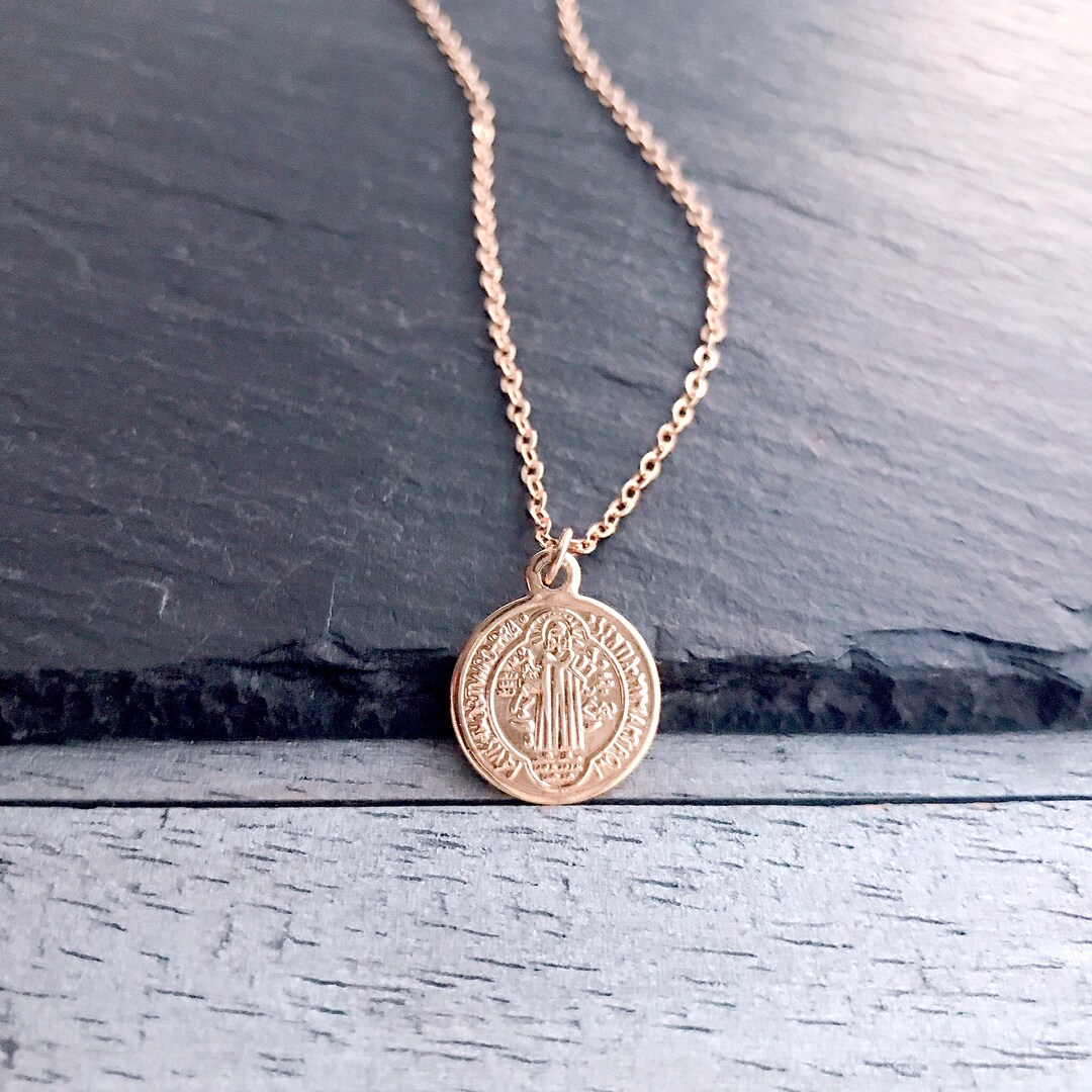 Tiny Reversible Protection Coin Necklace. 14K Gold-filled Roman ...