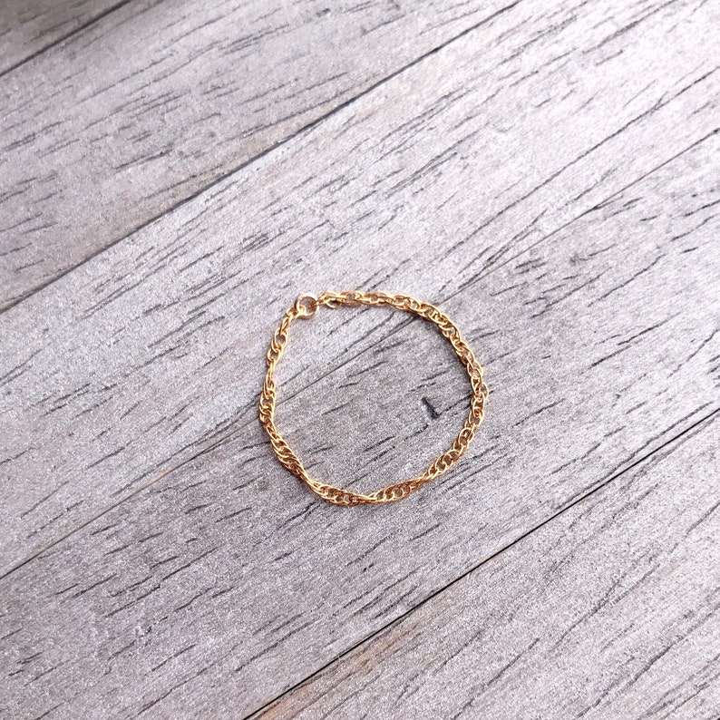 Dainty Rope Chain Ring Simple Dainty 14K Gold-filled - Etsy