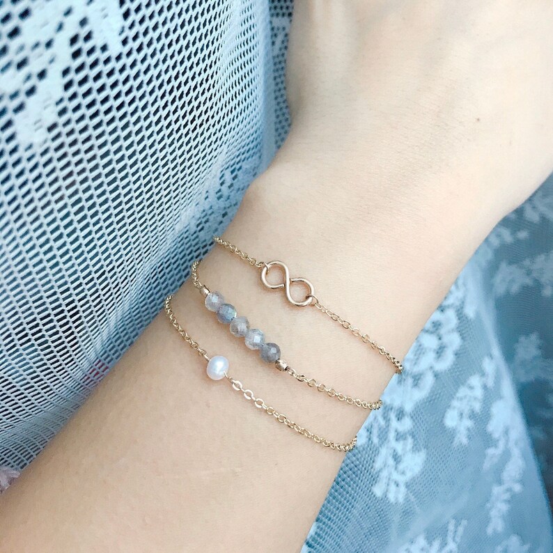 Infinity Symbol 14K Gold-filled Bracelet. Minimalistic Stacking ...