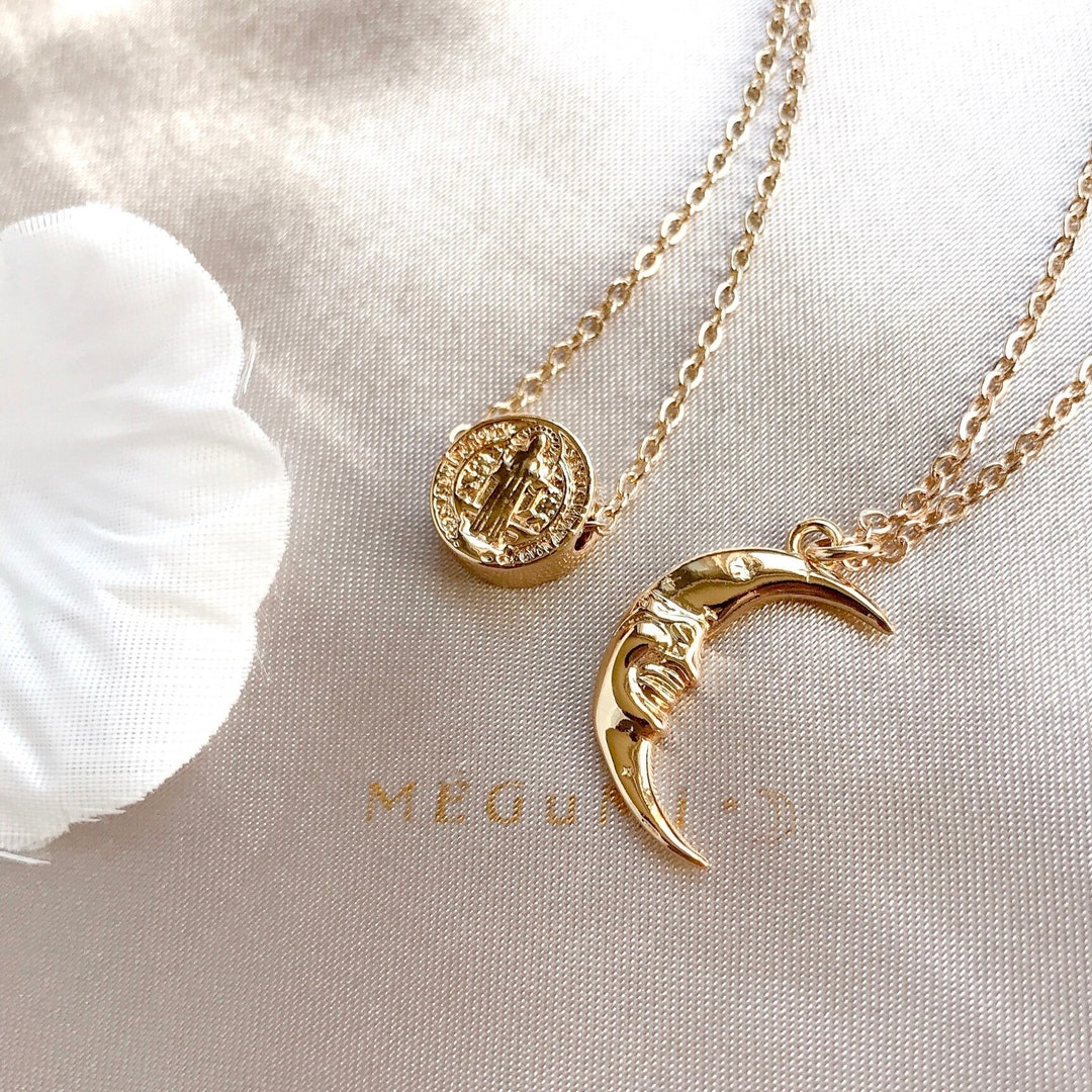 Reversible Protection Coin Necklace. 14K Gold-filled Rotating Medallion ...