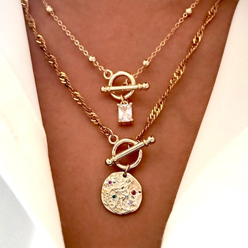 Sparkly Star Toggle Necklace. 14K Gold Filled Toggle Clasp - Etsy