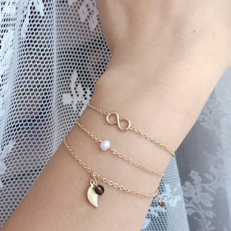 Infinity Symbol 14K Gold-filled Bracelet. Minimalistic Stacking ...