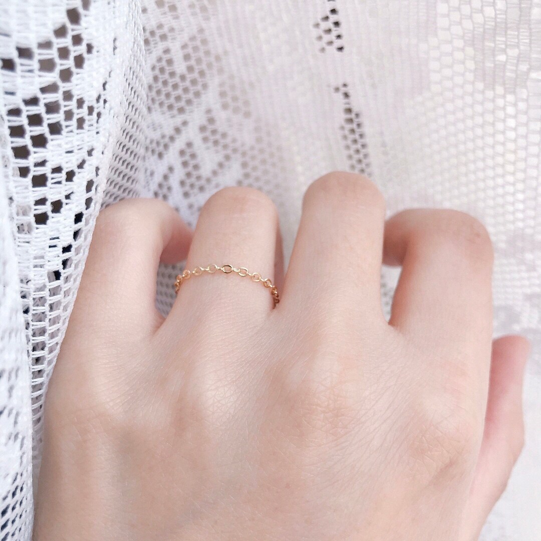SINGLE STRAND Chain Ring, Simple Dainty 14K Gold-filled Jewellery ...
