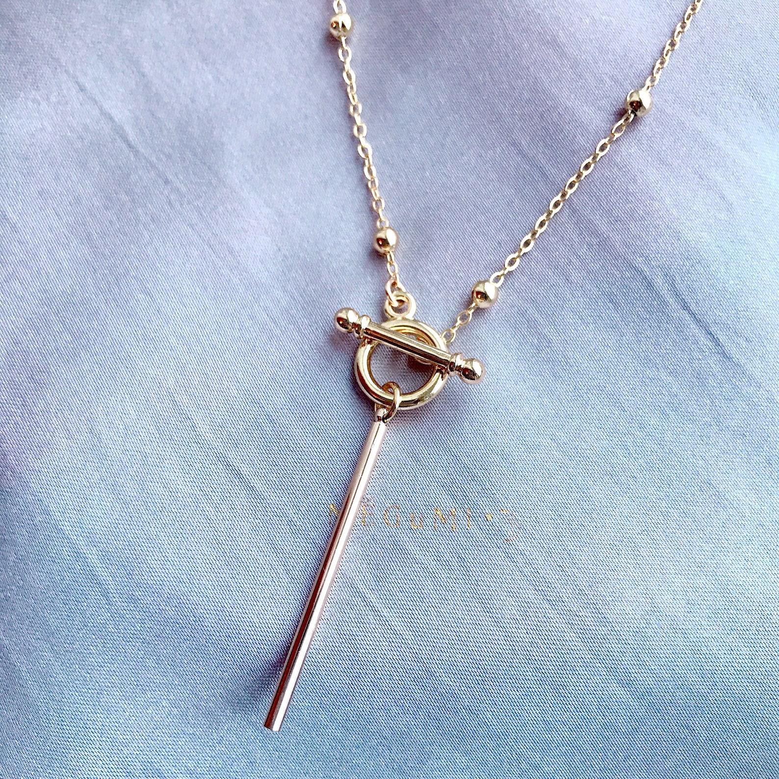 Round Gold Bar Toggle Necklace. 14K Gold Filled Satellite - Etsy