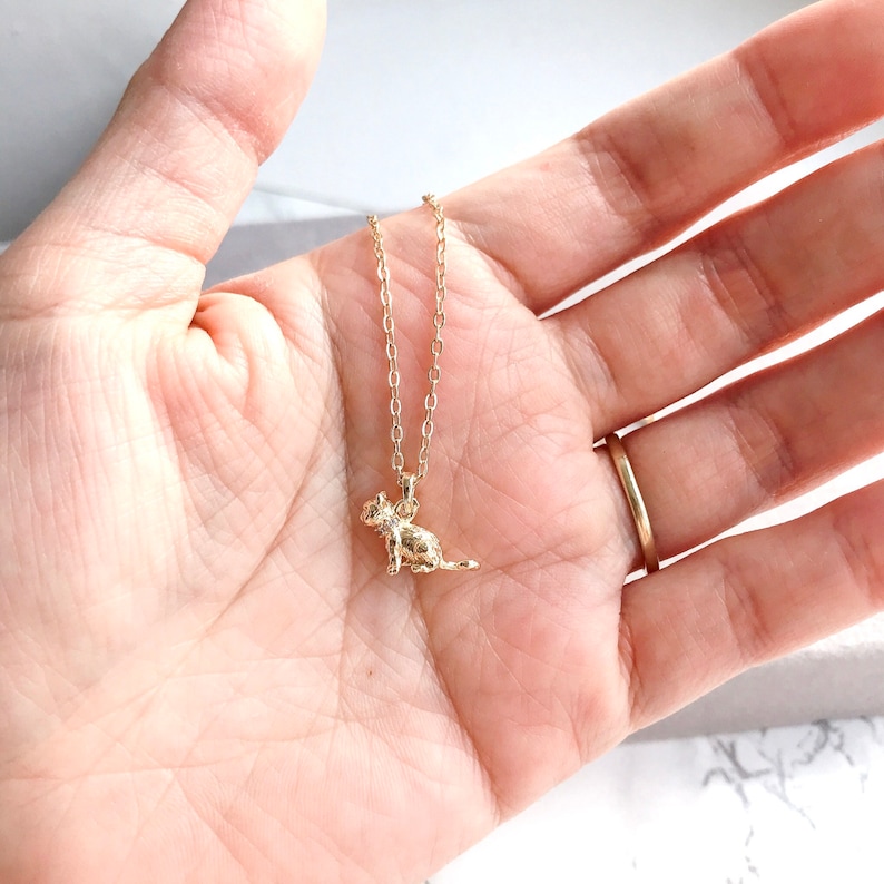 Little Cat Necklace. Kitten With Sparkly Collar, 14K Gold-filled, Extra ...