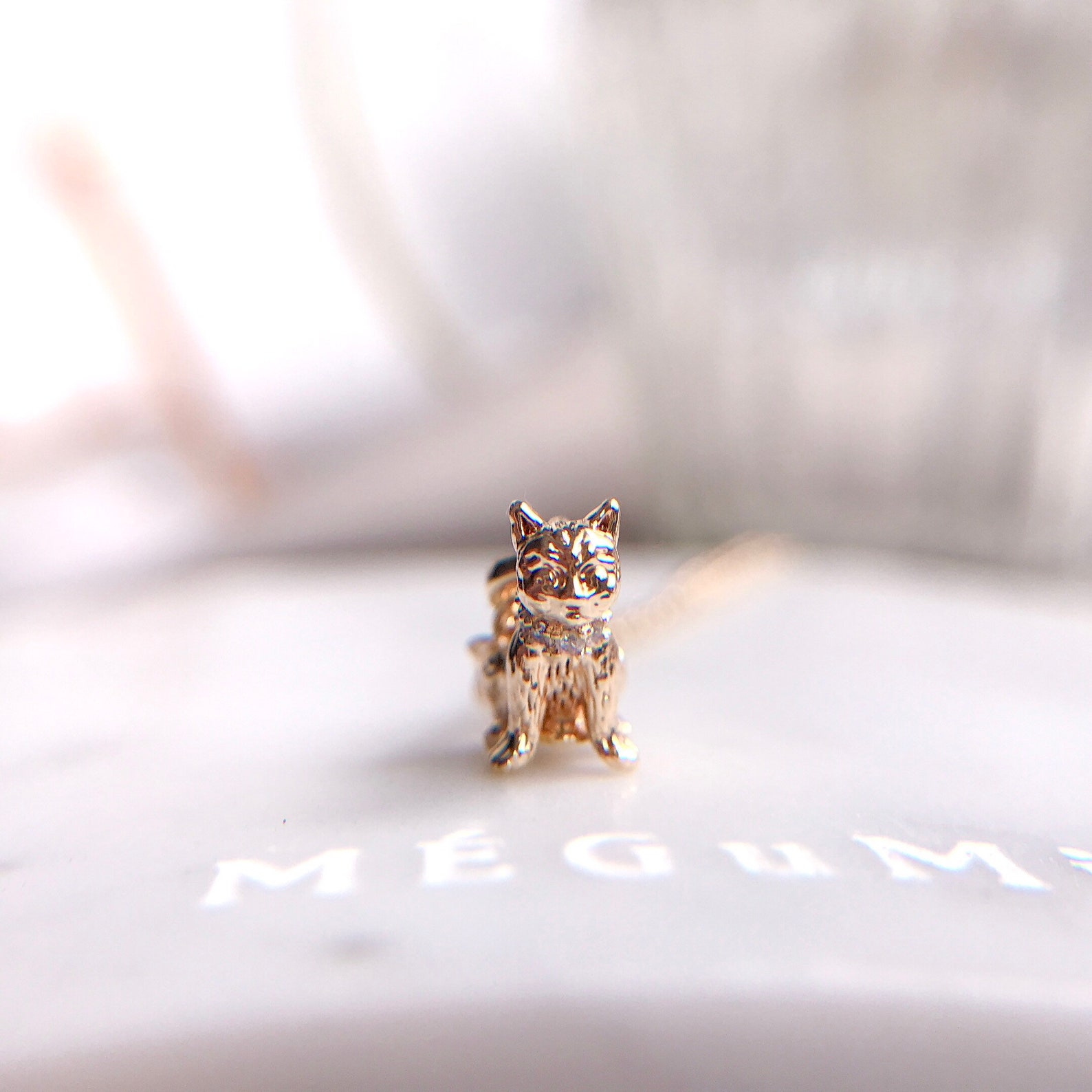 Little Cat Necklace. Kitten With Sparkly Collar, 14K Gold-filled, Extra ...