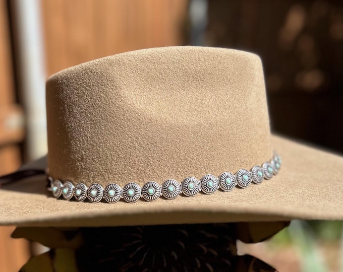 Hatband Silver and Turquoise Concho Silver Concho Hatband Turquoise Hat ...