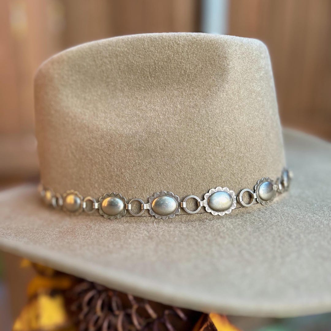 Silver Concho Leather Hatband: Adjustable Rodeo Hat Band - Etsy