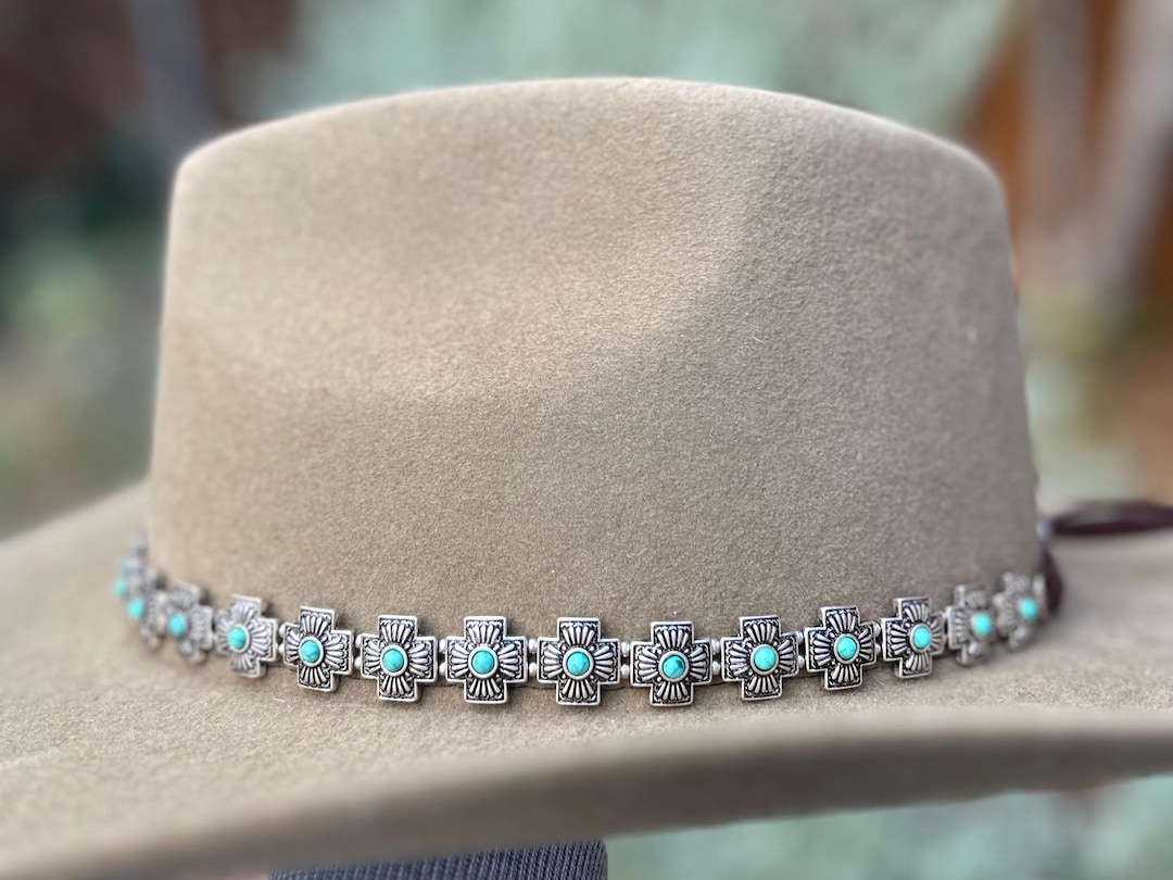 Hatband; Silver and Turquoise Concho; Cross Concho; Silver Concho ...