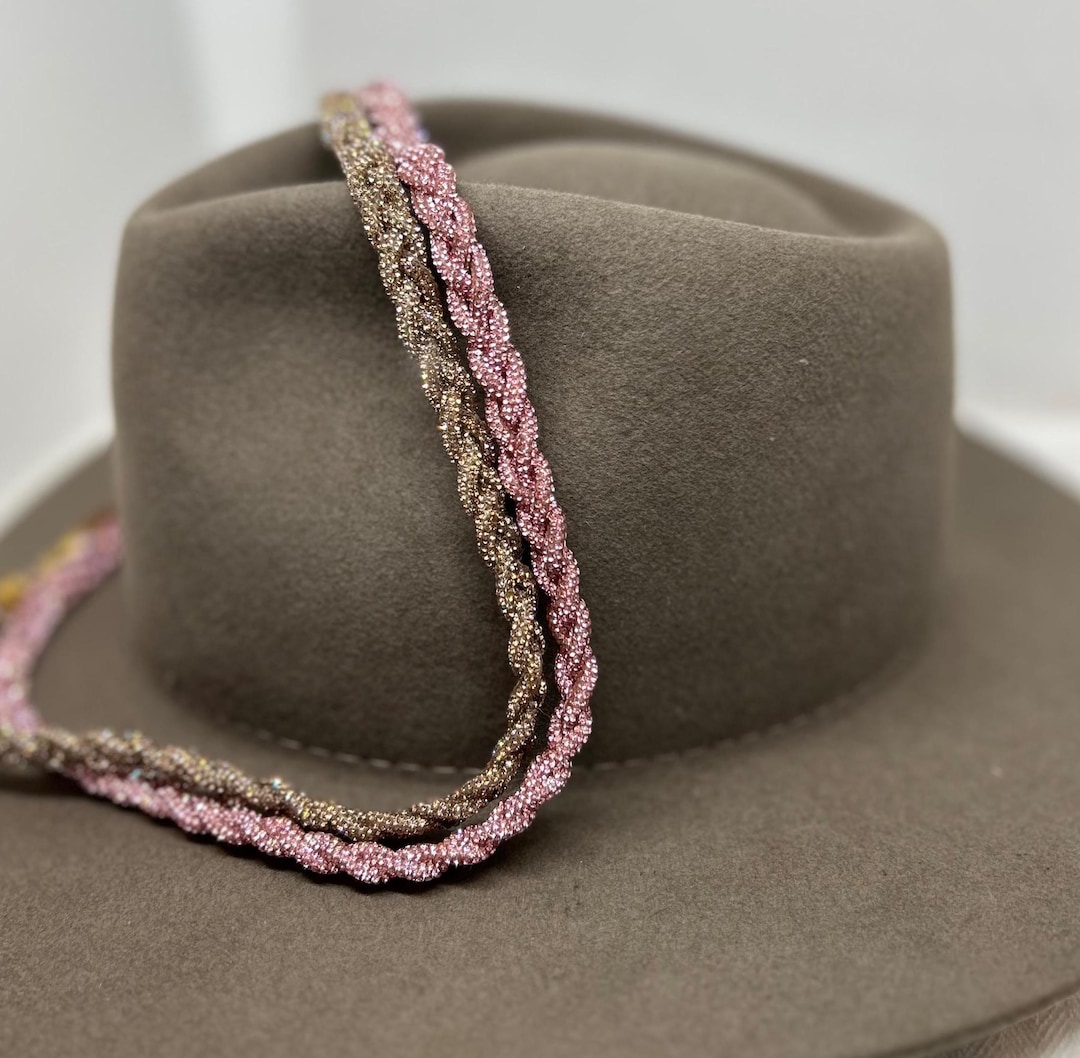 Hatband; Pink Hat Band; Rhinestone Hatband; Pink Crystal; Hat Band ...