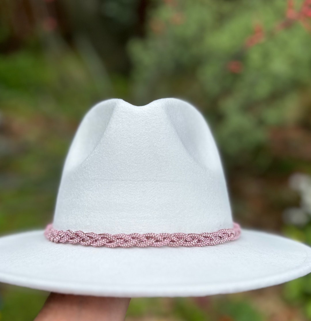 Hatband Pink Hat Band Rhinestone Hatband Pink Crystal Hat Band Leather ...