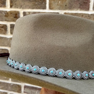Hatband; Silver and Turquoise Concho; Silver Concho Hatband; Turquoise ...