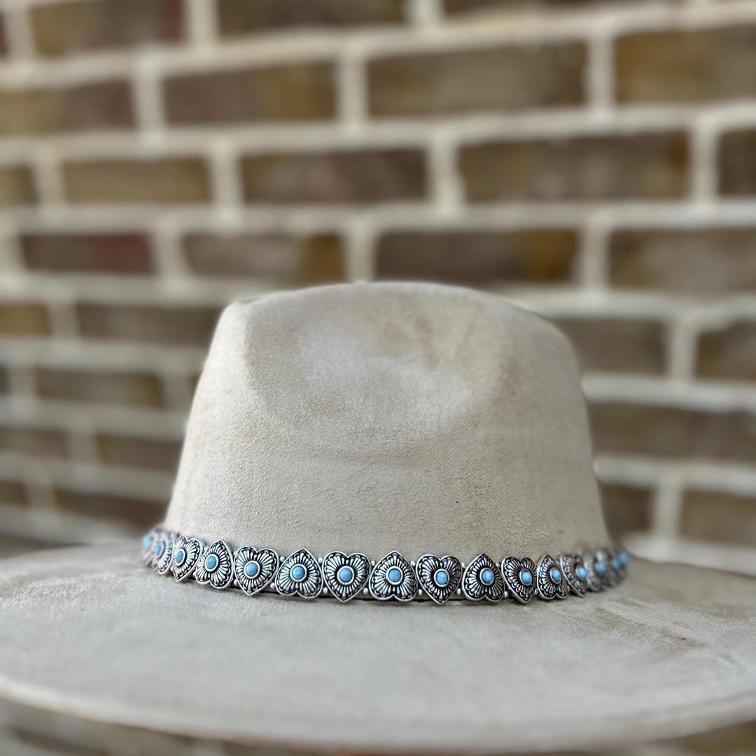 Hatband; Silver and Turquoise Concho; Silver Heart Concho Hatband ...