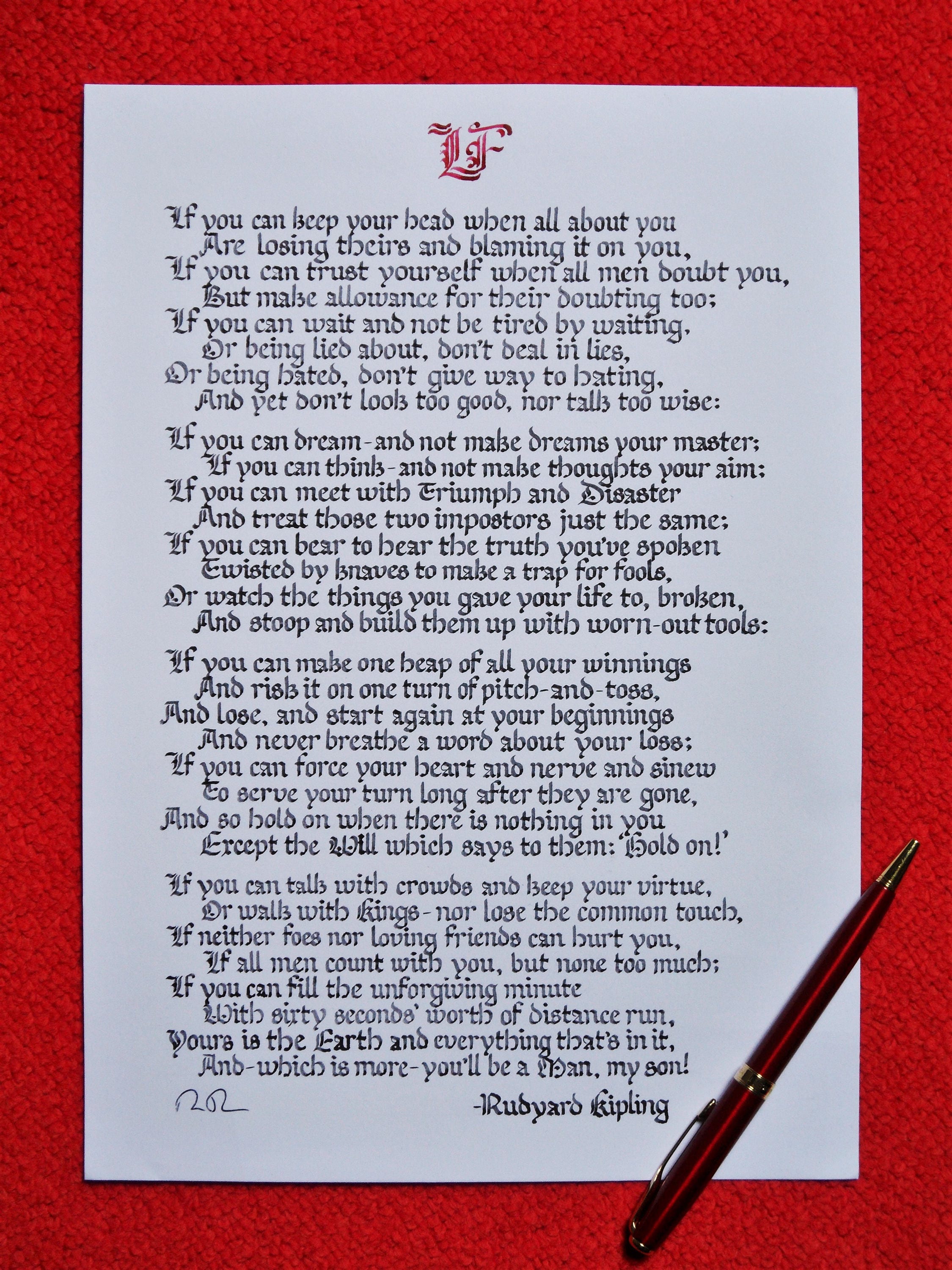Rudyard Kipling's if Handmade Calligraphy Piece in Various Styles - Etsy