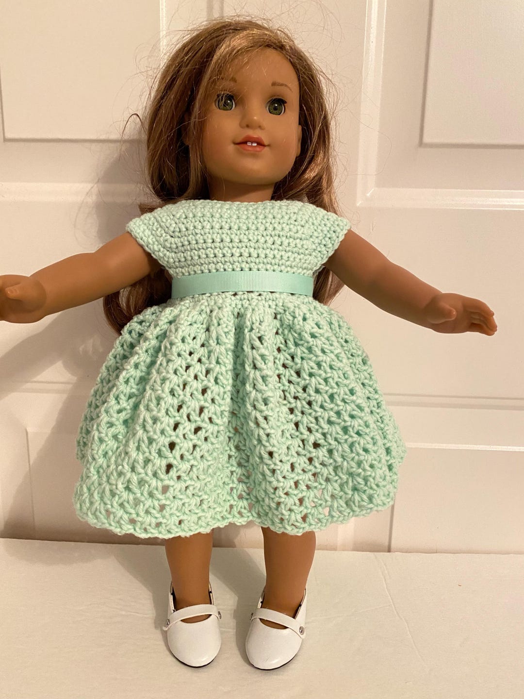 18" Doll Dress - Crochet Light Green Doll Dress Fits Dolls Such as ...