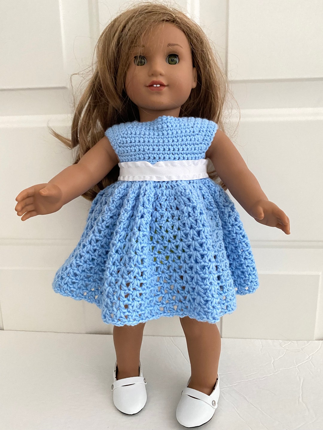 18 Doll Dress Crochet Light Blue Doll Dress Fits Dolls - Etsy