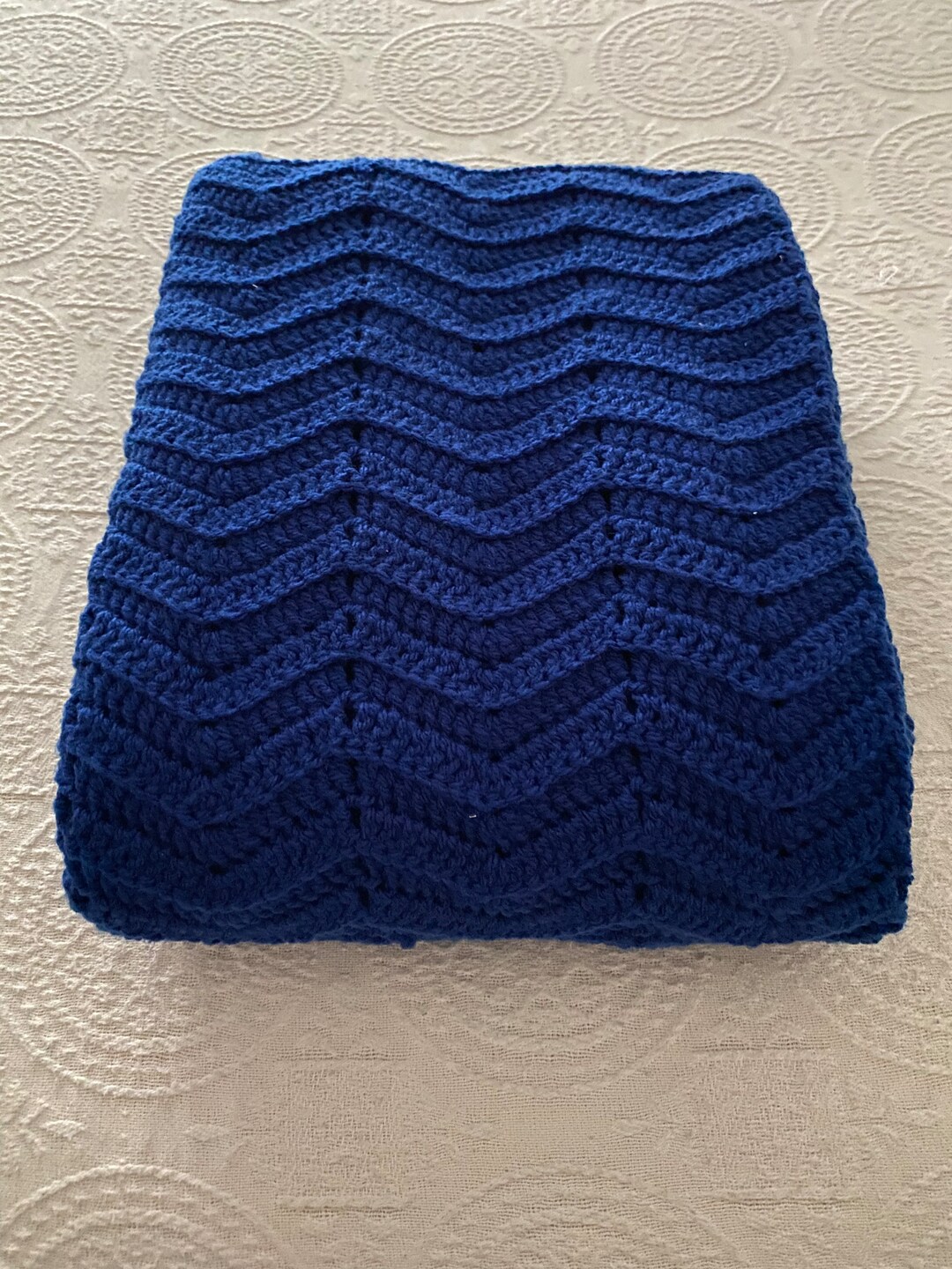 Crochet Afghan - Royal Blue Crochet Afghan, Blanket, Throw, Coverlet ...