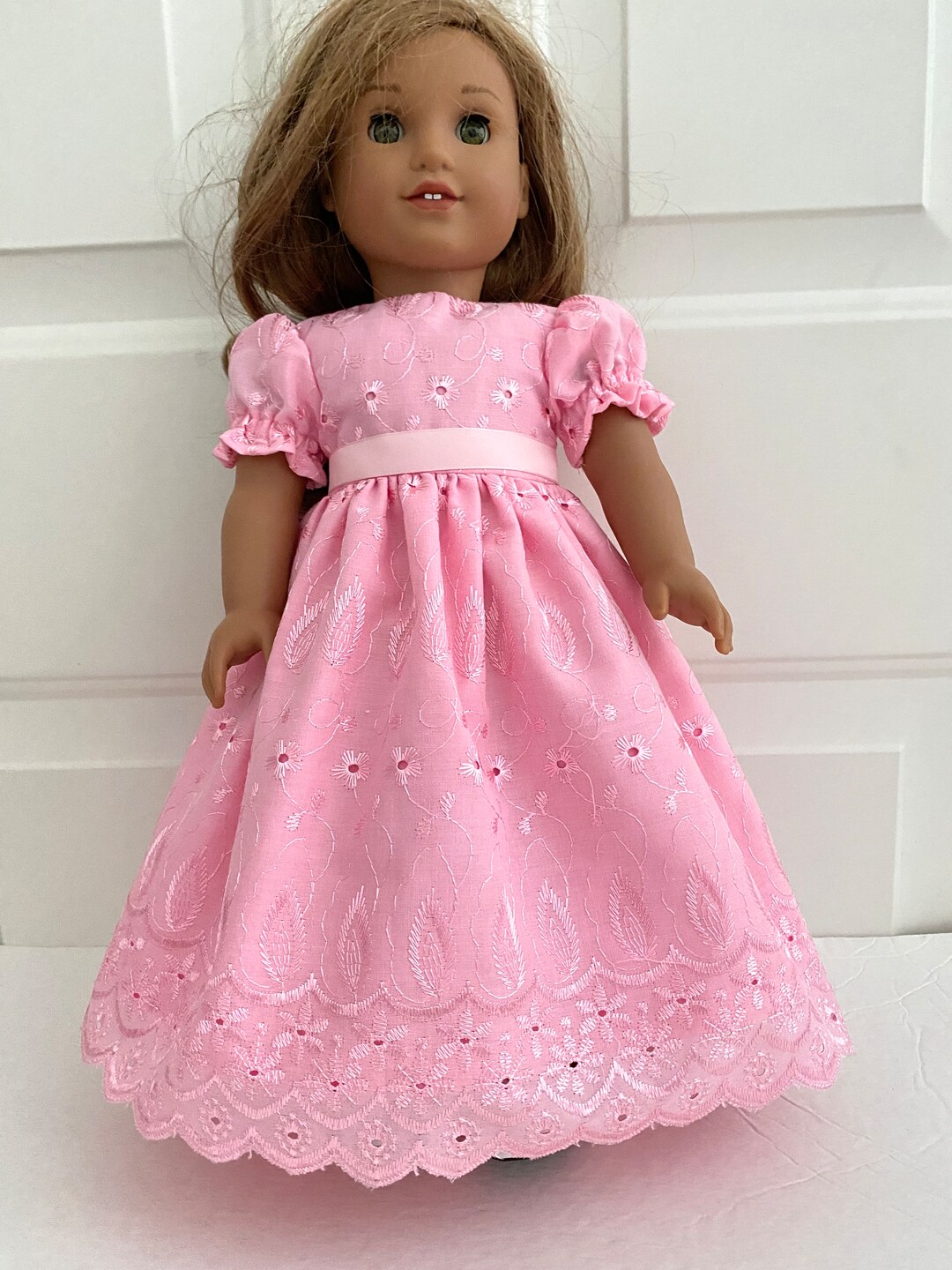 18 Doll Dress Light Pink Eyelet Long Doll Dress Fits Dolls Such as ...