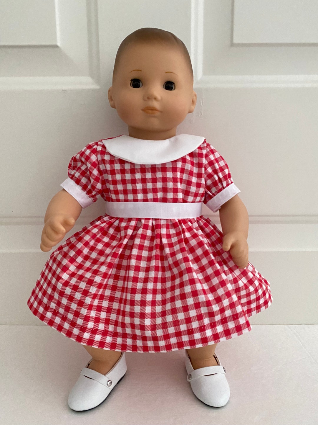 15" Doll Dress - Red Check Doll Dress Fits Dolls Such as Bitty Baby and ...