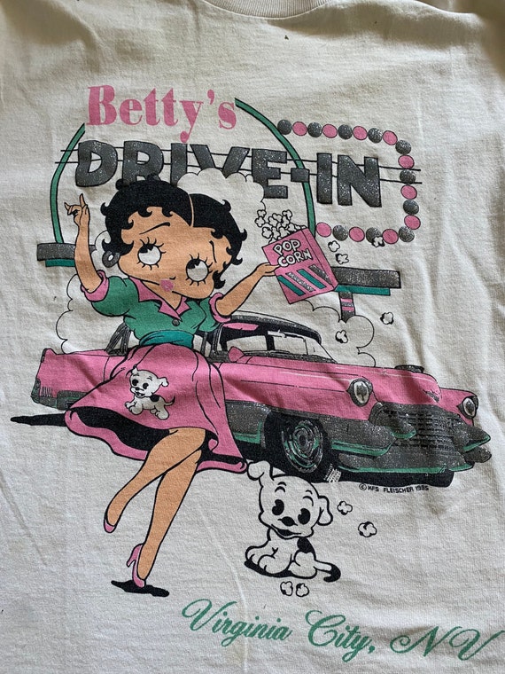 1995 Betty Boop Tee Old Cars Corvette Racing Vintage … - Gem