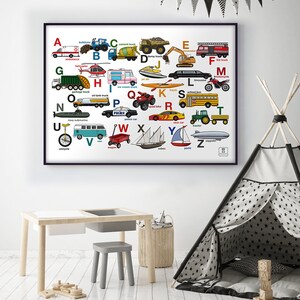 Alphabet Print, Transportation Alphabet Poster, ABC Poster, Alphabet ...