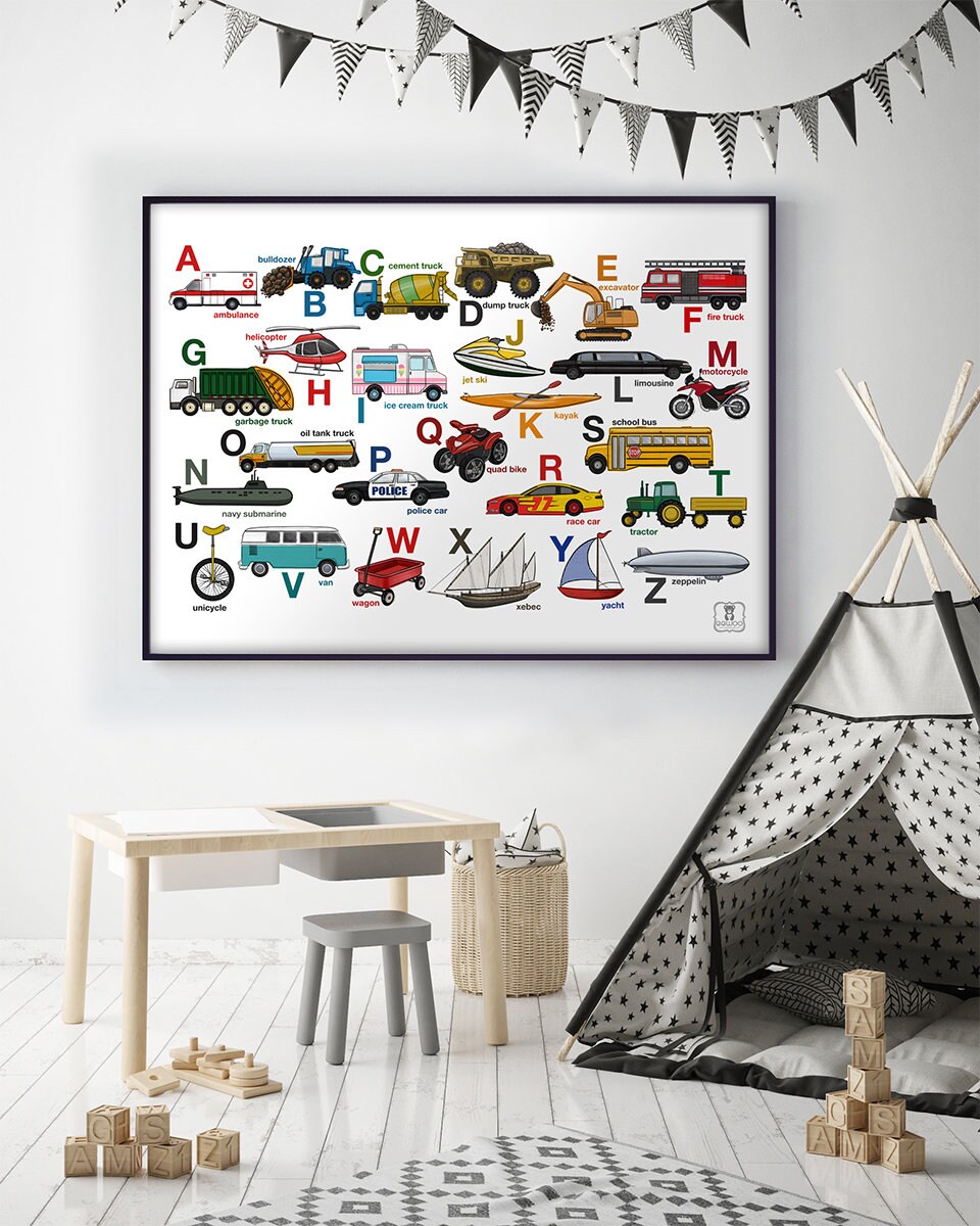 Alphabet Print, Transportation Alphabet Poster, ABC Poster, Alphabet ...