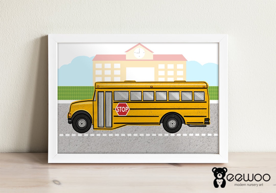 School Bus Wall Decor, School Bus Print, Transportation Wall Decor ...